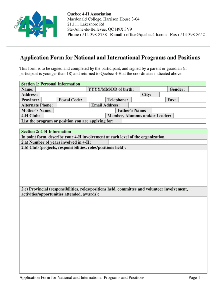 Fillable Online Application Form for National and International ...