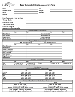 Fillable Online Upper Extremity Orthotic Assessment Form - Ultraflex ...