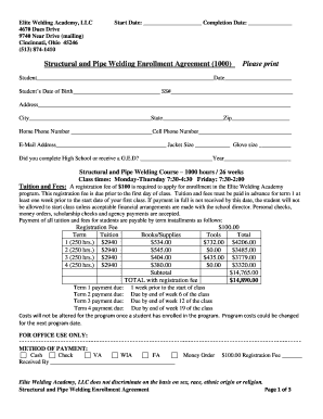Fillable Online Structural and Pipe Welding Enrollment Agreement ...