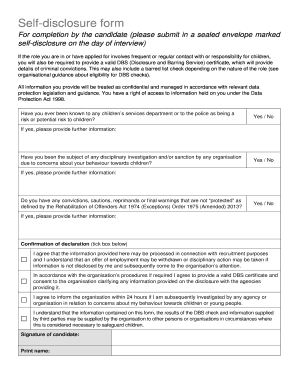Fillable Online belvoirhigh leics sch Self-disclosure form - Belvoir ...