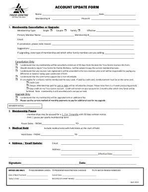 Fillable Online ACCOUNT UPDATE FORM - Trico Centre Fax Email Print - pdfFiller