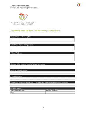 Fillable Online president gov Application bformb Il-Premju tal ...