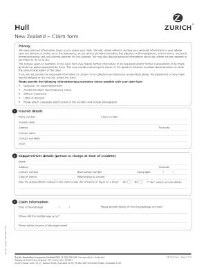 Fillable Online Claim form - Zurich New Zealand Fax Email Print - pdfFiller