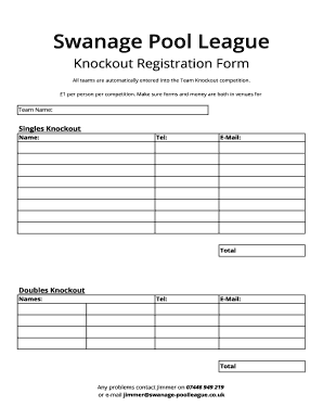 Fillable Online Knockout Registration Form - LeagueRepublic Fax Email ...