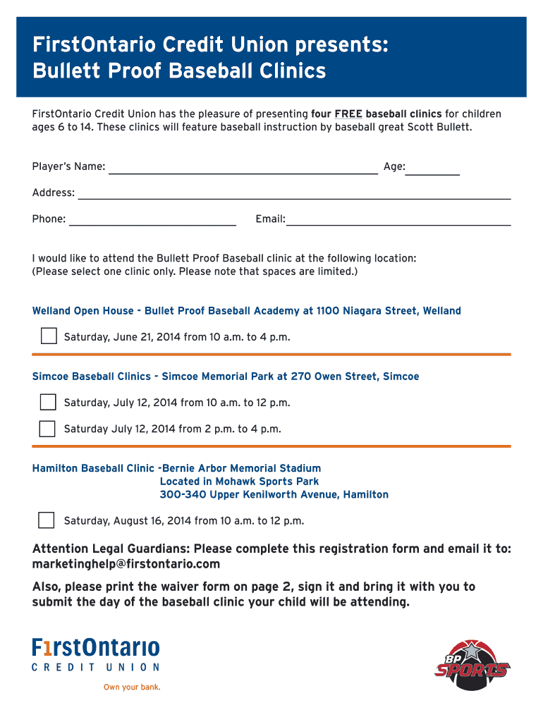 Fillable Online FirstOntario Credit Union presents: Bullett Proof ...