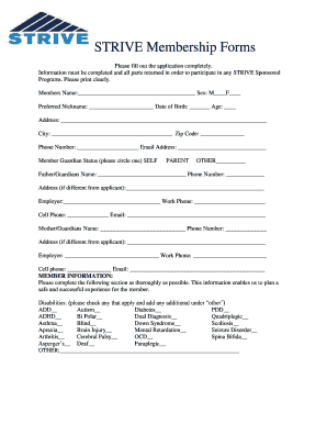 Fillable Online pslstrive STRIVE Membership Forms - pslstrive Fax Email ...