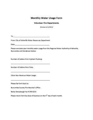 Fillable Online svfd Monthly Water Usage Form - svfdnet Fax Email Print ...