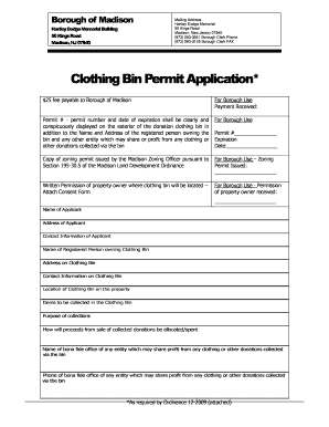 Fillable Online Clothing Bin bPermitb Application - Madison Fax Email ...