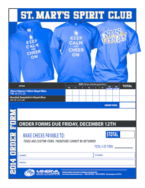 Fillable Online stmarysschool 2014 St marys Spirit Club Order Form ...