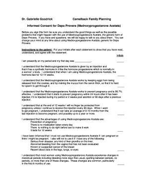 Fillable Online Depo-Provera bConsent formb - Camelback Family Planning ...
