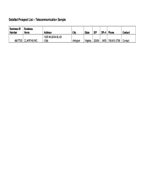 Fillable Online Detailed Prospect List Telecommunication Sample Fax ...