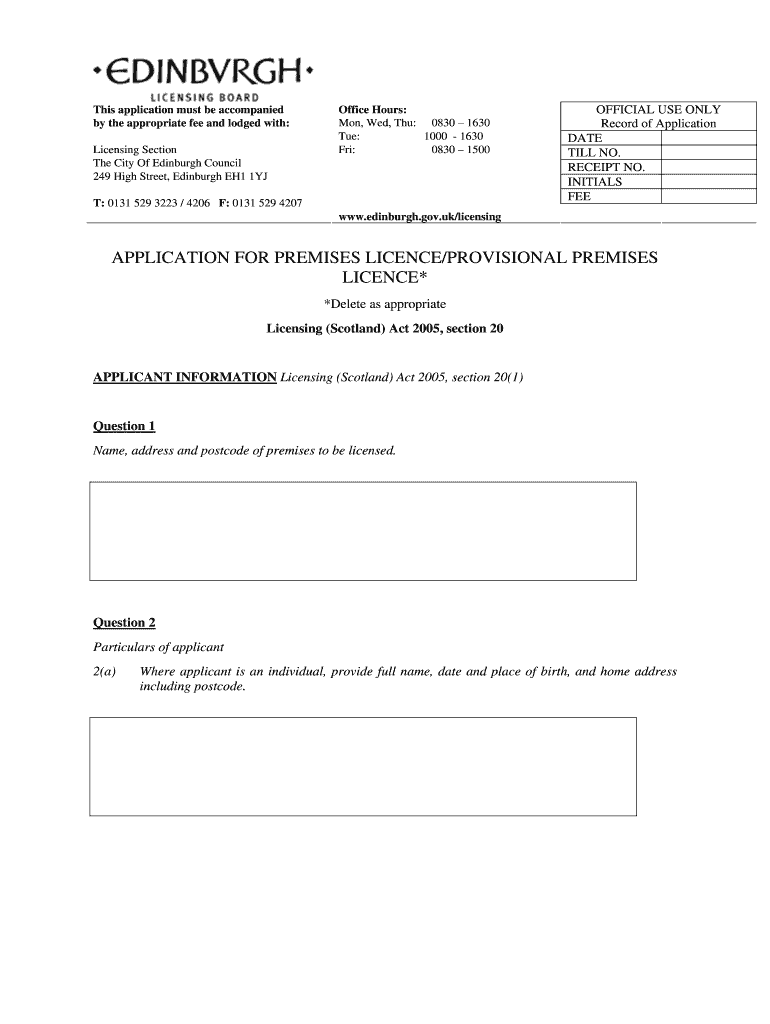 Fillable Online Application for premises licence.doc Fax Email Print - pdfFiller