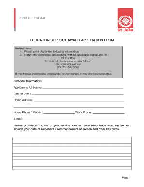 Fillable Online Final Application form Education Award 2 Fax Email ...