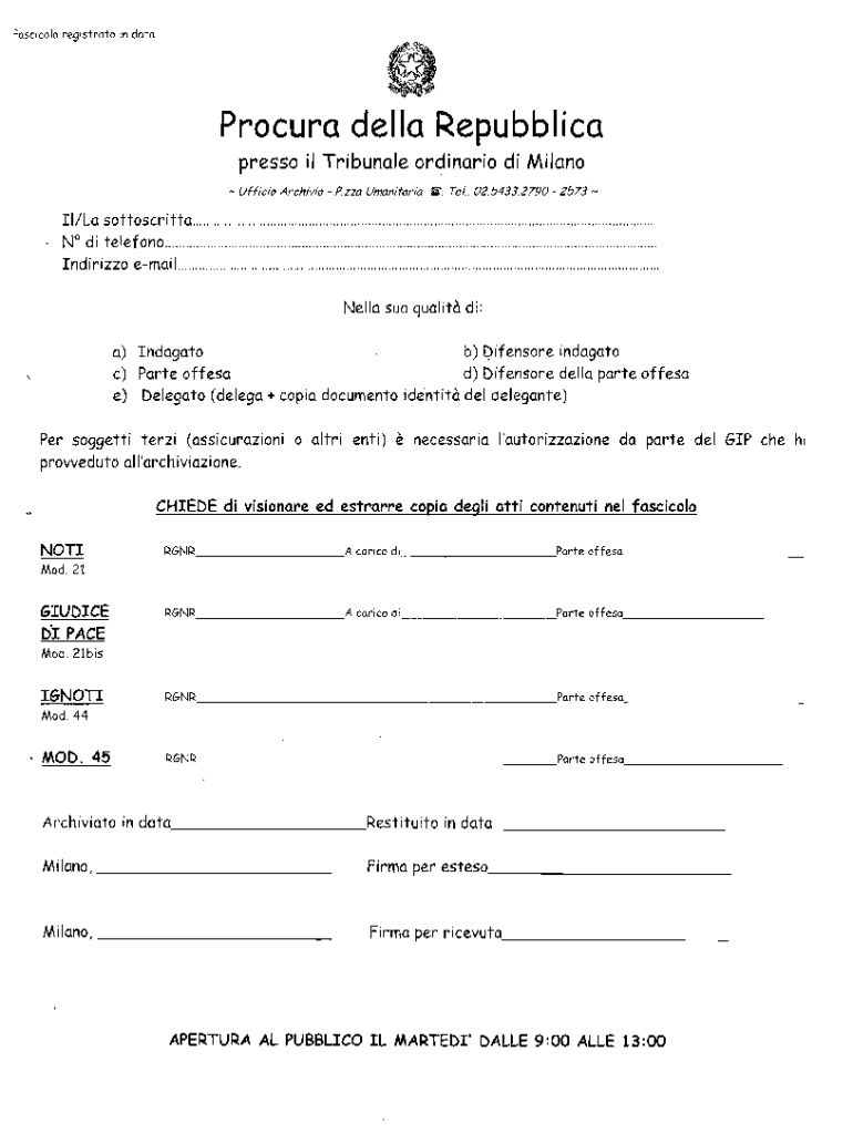 Compilabile Online Misure organizzative della Procura Generale della ...