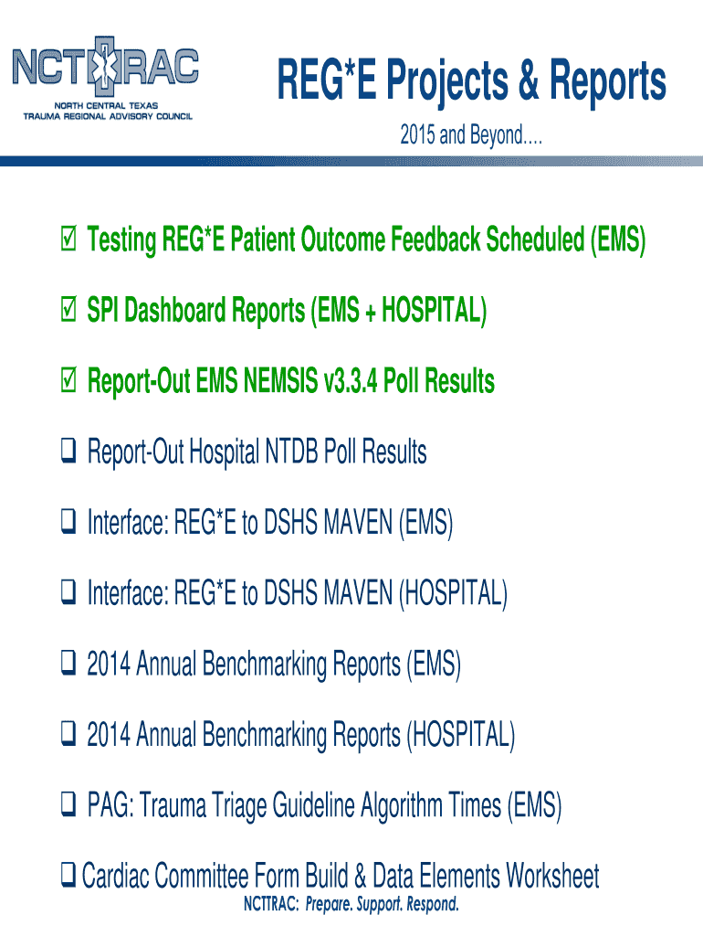 Fillable Online ncttrac Testing REGE Patient Outcome Feedback Scheduled ...