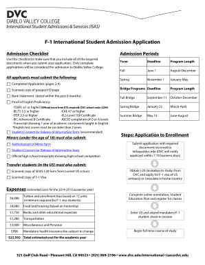 Fillable Online iec-dvc F-1 International Student Admission Application ...