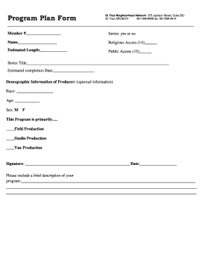 Fillable Online spnn Program Plan Form St Paul Neighborhood Network ...