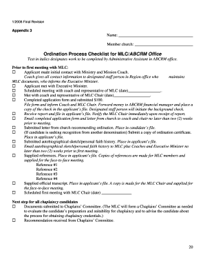 Fillable Online abcrm Ordination Process Checklist for MLC/ABCRM Office ...