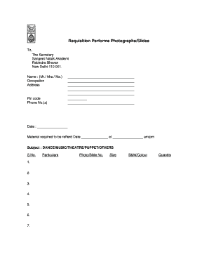Fillable Online sangeetnatak gov Requisition Performa photographs ...