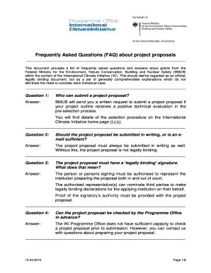 Fillable Online Frequently Asked Questions FAQ about project proposals ...