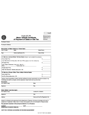 Fillable Online Form bSTb-b7Rb Motor Vehicle Certificate of Payment of ...