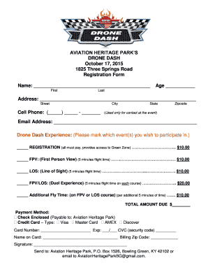 Fillable Online UAV Pilot Registration - Aviation Heritage Park Fax ...