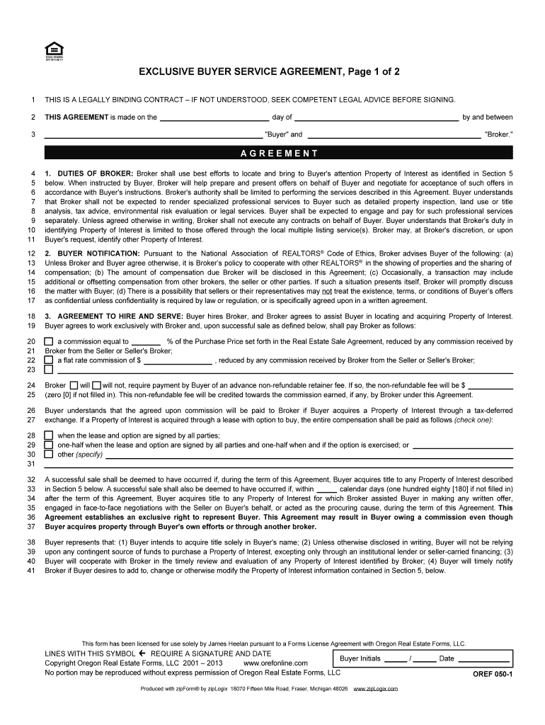 Fillable Online EXCLUSIVE BUYER SERVICE AGREEMENT Page bb - Jake Heelan Fax Email Print - pdfFiller