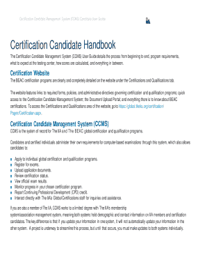 Fillable Online Certification Candidate Management System CCMS Candidate Fax Email Print - pdfFiller