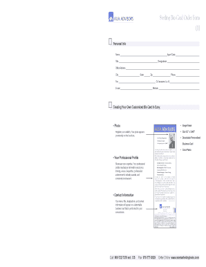 Fillable Online Sterling Bio Card Order Form - AXA Marketing Tools Fax Email Print - pdfFiller