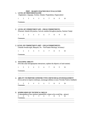 Fillable Online POST SEASON COACHES SELF EVALUATION Fax Email Print ...
