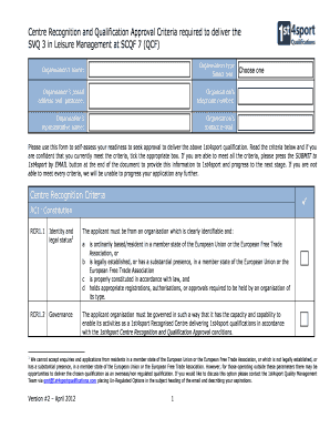 Fillable Online SVQ 3 in Leisure Management at SCQF 7 (QCF) Fax Email ...