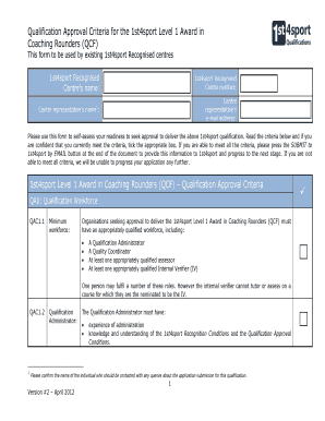 Fillable Online 1st4sport Level 1 Award in Coaching Rounders (QCF ...