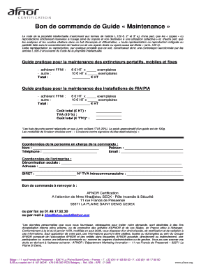 Remplissable En Ligne cdn afnor Bon de commande de Guide Maintenance ...