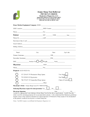Fillable Online Home Sleep Test Referral Fax Email Print - pdfFiller