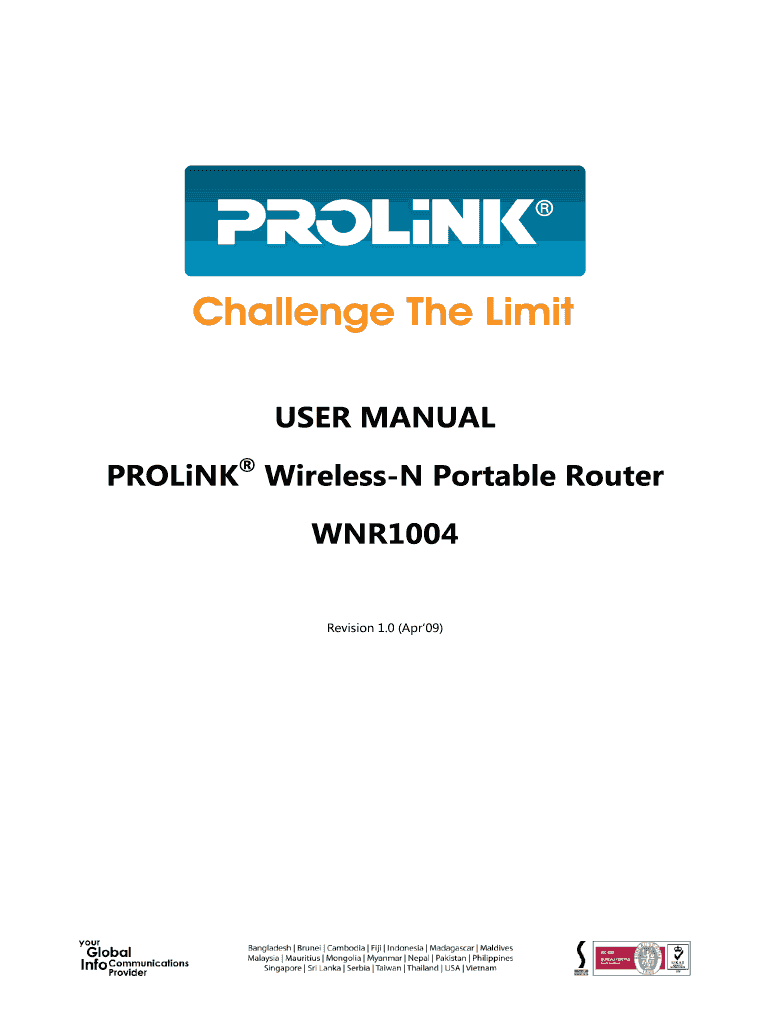 Fillable Online PROLiNK Wireless-N Portable Router Fax Email Print ...