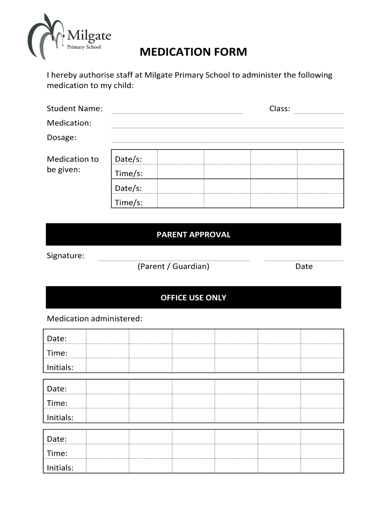 Fillable Online milgateps vic edu MEDICATION FORM - milgatepsviceduau ...