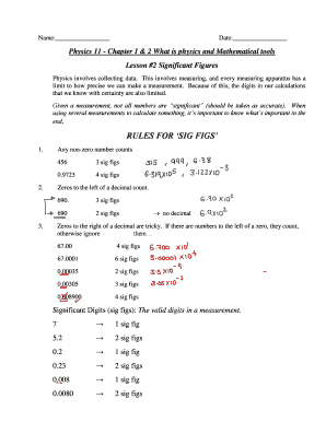 Fillable Online RULES FOR 'SIG FIGS' - Wikispaces - BigEngine Fax Email ...