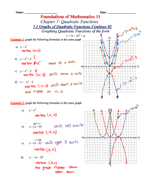 Fillable Online Foundations of Mathematics 11 Chapter 7- Quadratic ...