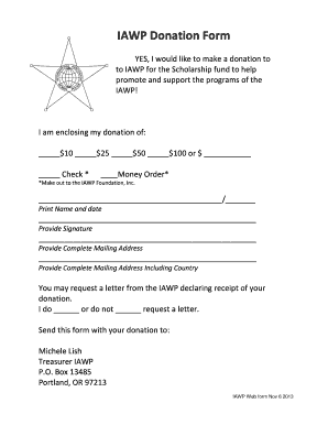 Fillable Online iawp IAWP Donation Form - iawp Fax Email Print - pdfFiller