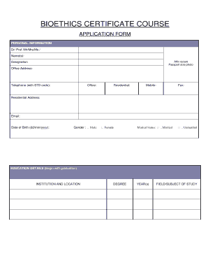 Fillable Online cdsaindia BIOETHICS CERTIFICATE COURSE - cdsaindia Fax Email Print - pdfFiller