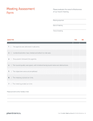 Fillable Online Meeting Assessment Form - Plantronics Fax Email Print ...