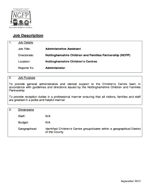 Fillable Online Job Description - Family Action Fax Email Print - pdfFiller