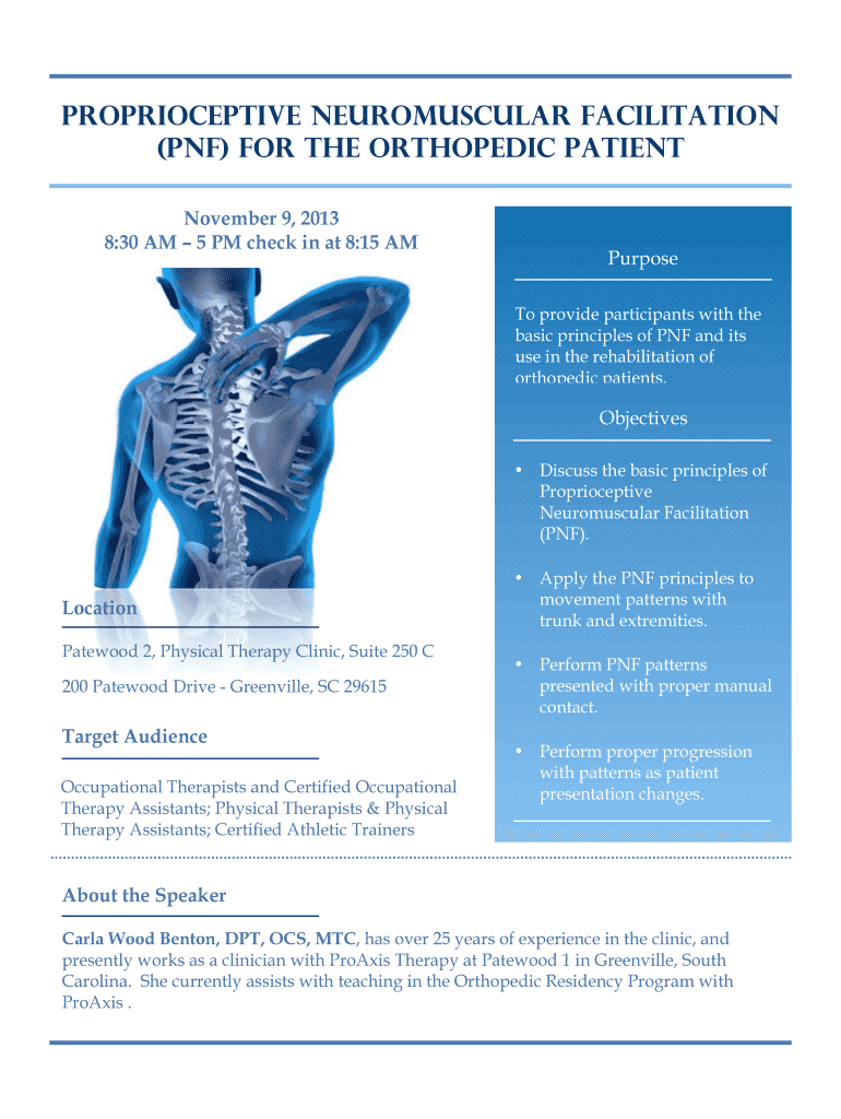 Fillable Online upstateahec Proprioceptive Neuromuscular Facilitation ...
