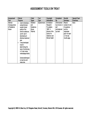 Fillable Online ASSESSMENT TOOLS ON TREAT Fax Email Print - pdfFiller
