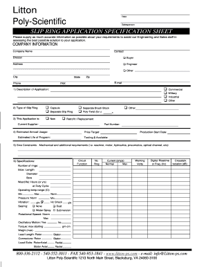 Fillable Online Slip ring application specification sheet - EMT ...
