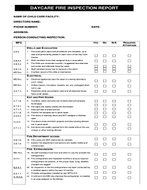 Fillable Online Daycare bInspection Reportb - Winkler Fire Department ...
