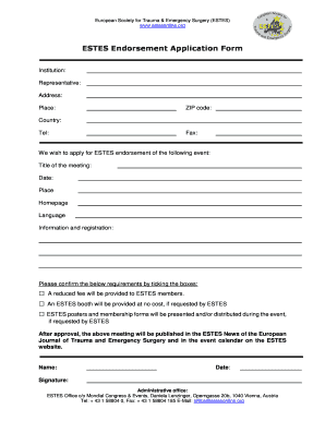 Fillable Online estesonline Endorsement application form - ESTES ...