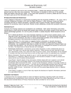 Fillable Online Informed Consent/Confidentiality/Agreement/Client ...