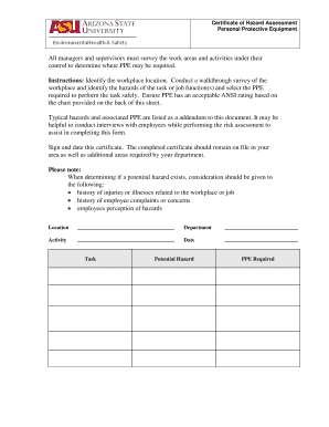 Fillable Online Certificate of Hazard Assessment Fax Email Print ...