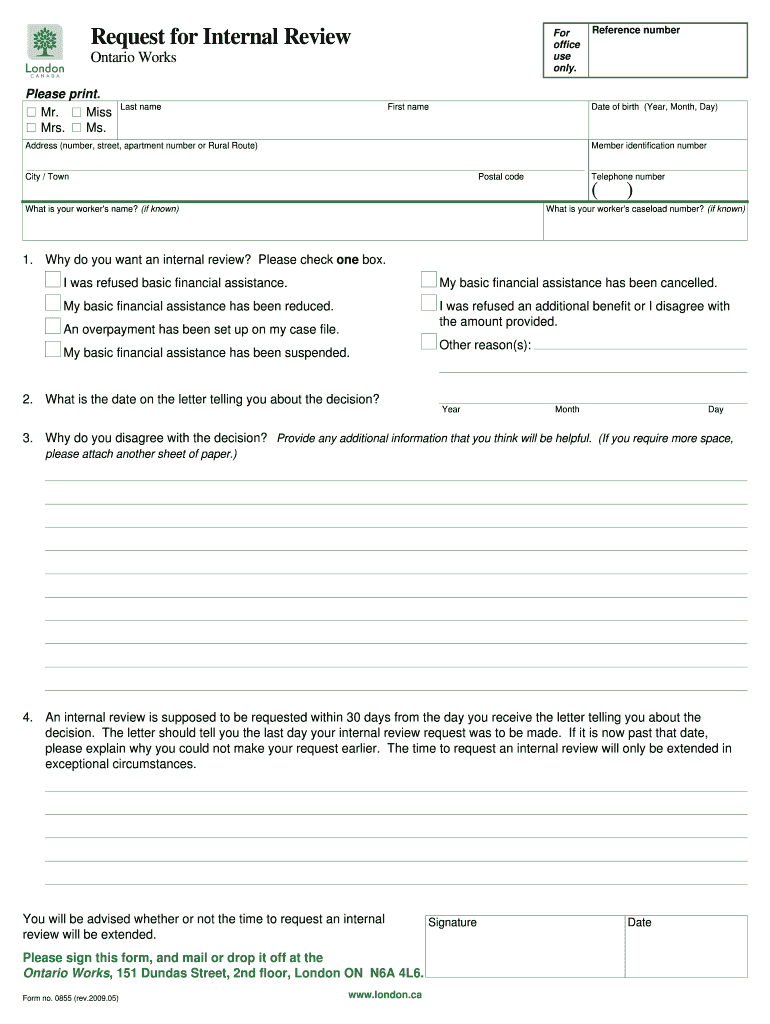 Fillable Online london Internal Review bFormb - City of London Fax ...